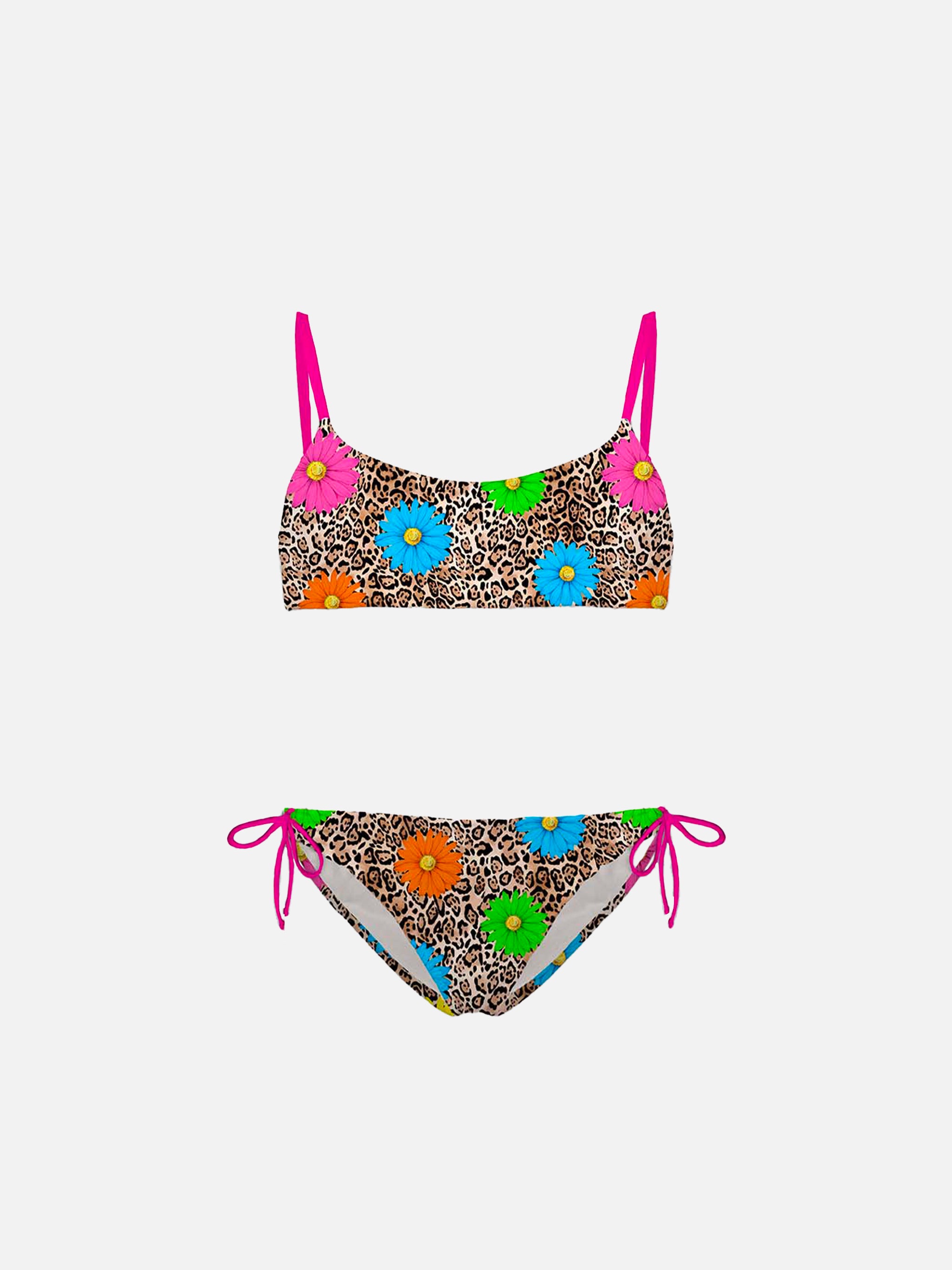 Mädchen-Bralette-Bikini mit Leopardenmuster – MC2 Saint Barth